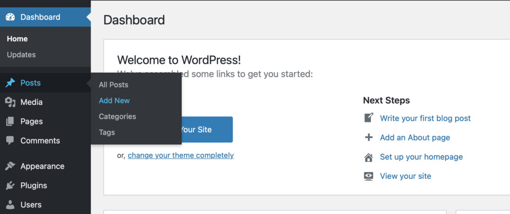 Creating Your First Post in your New WordPress Installation